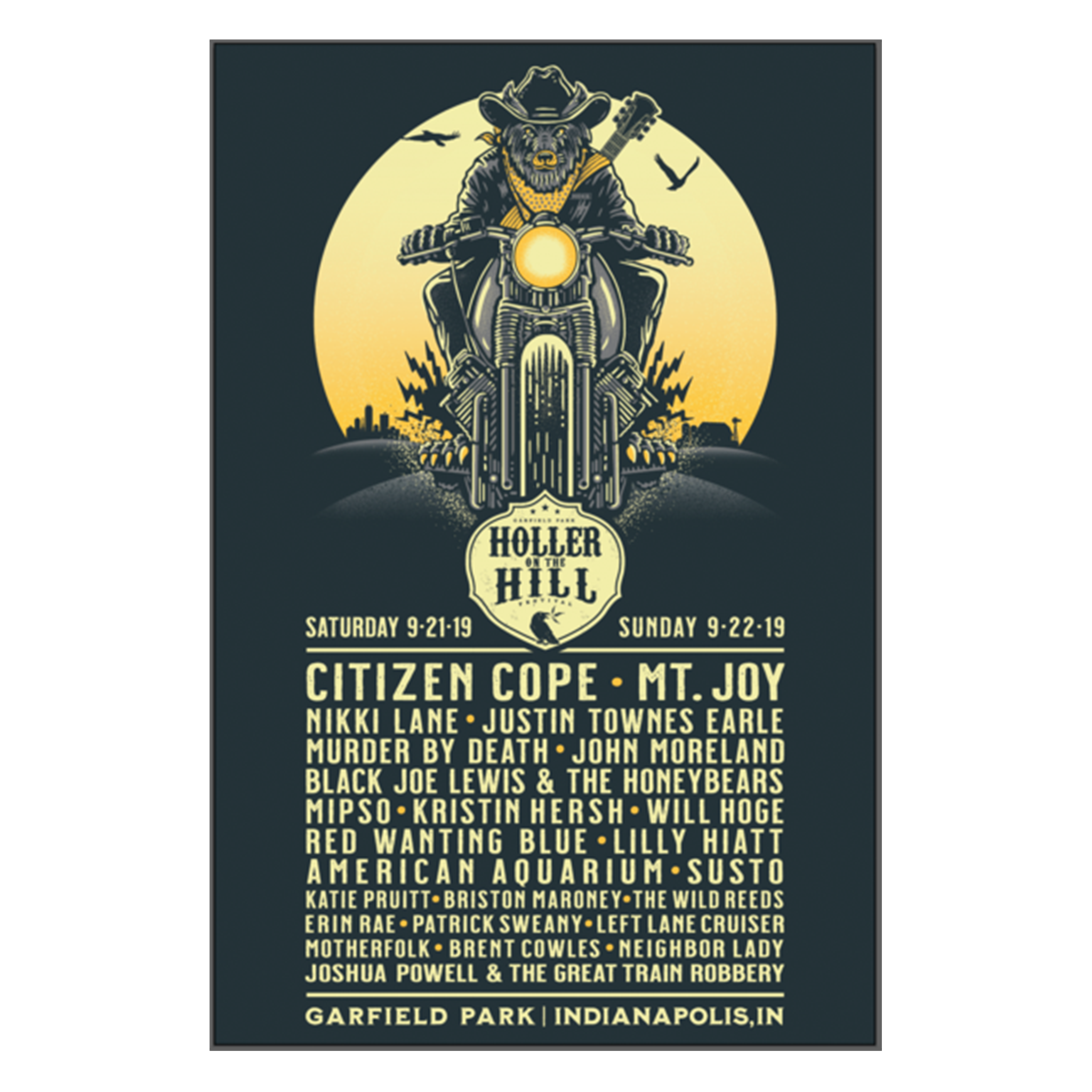 Holler On The Hill 2019 Silkscreened Lineup Poster - Joey Potts Design ...